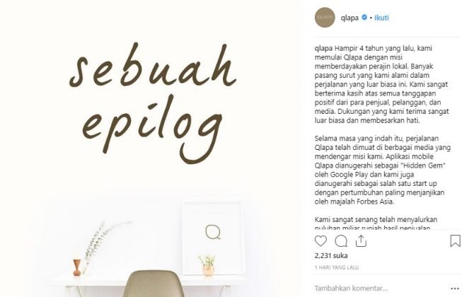Qlapa Epilog Perpisahan Dari Dunia Marketplace | infodigimarket.com